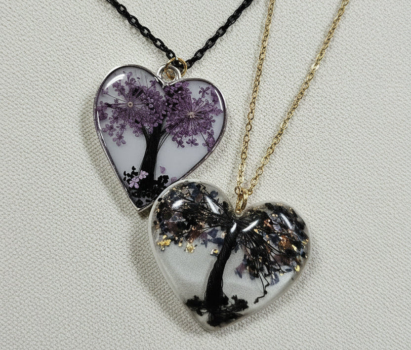 Tree of Life Heart Resin Pendant Necklaces – Jungle Relics
